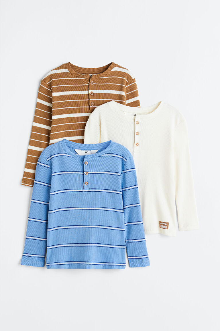 3-pack cotton Henley tops