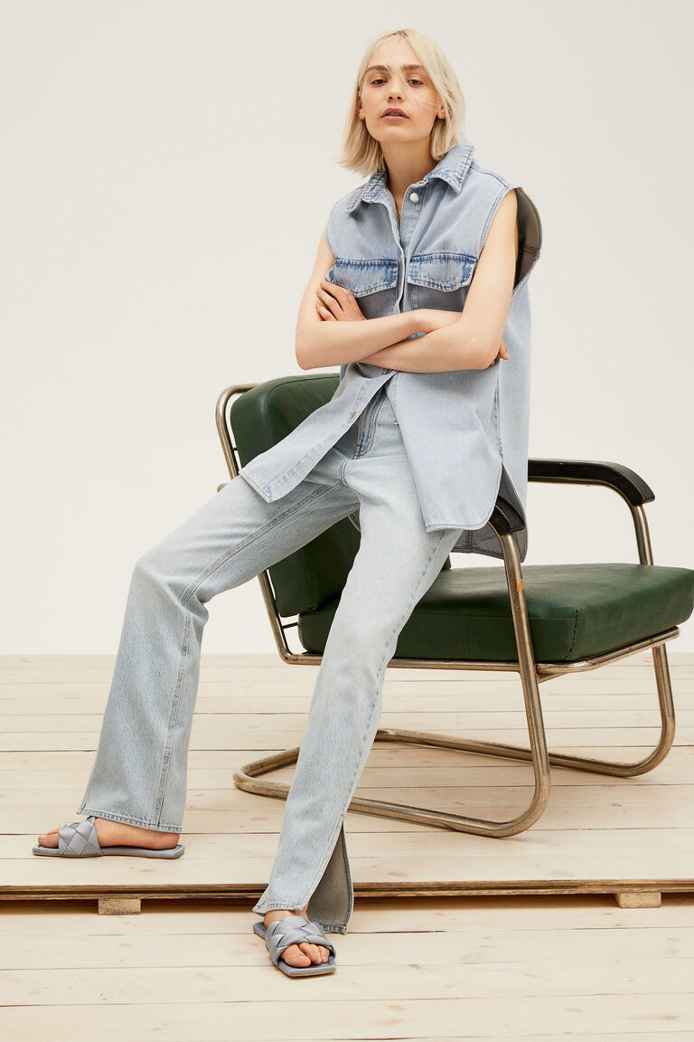 Straight High Split Jeans