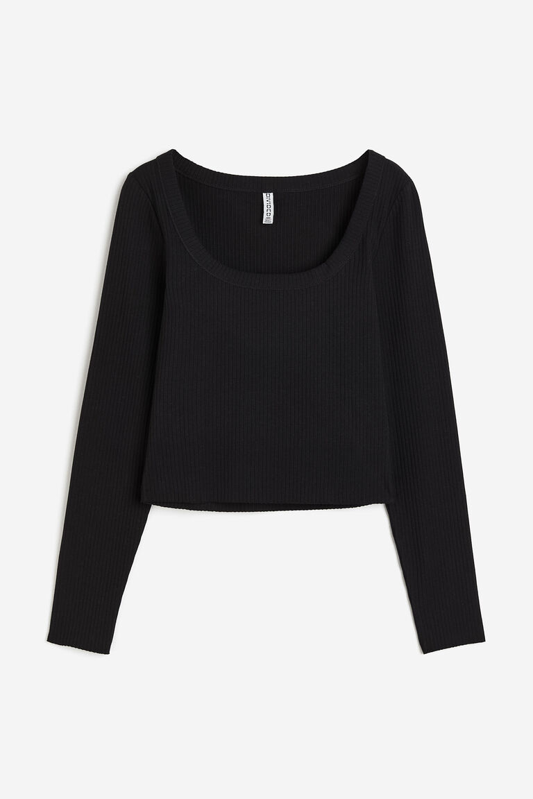 Ribbed square-neck top