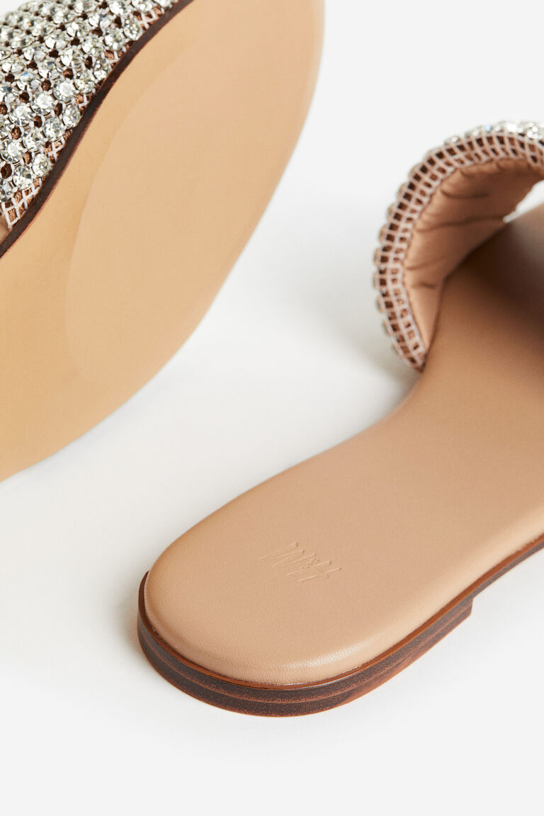 Rhinestone-embellished mules