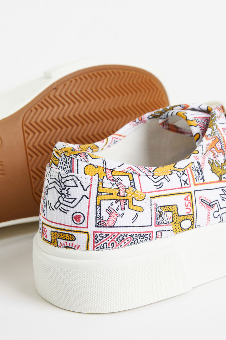 Patterned canvas trainers