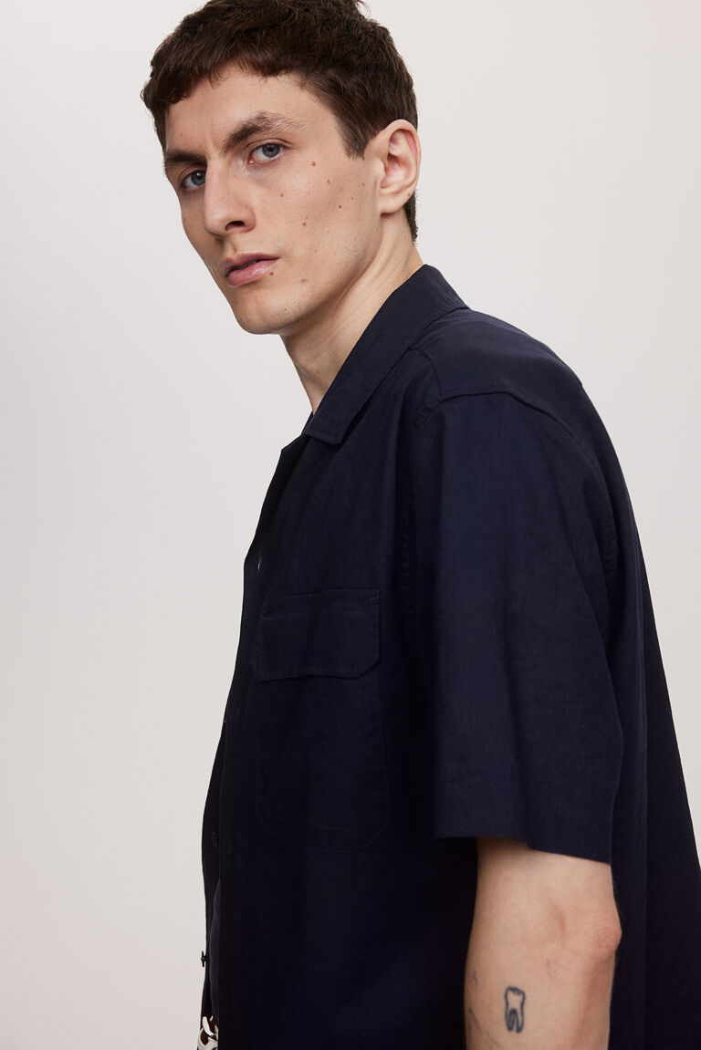 Regular Fit Linen-blend utility shirt