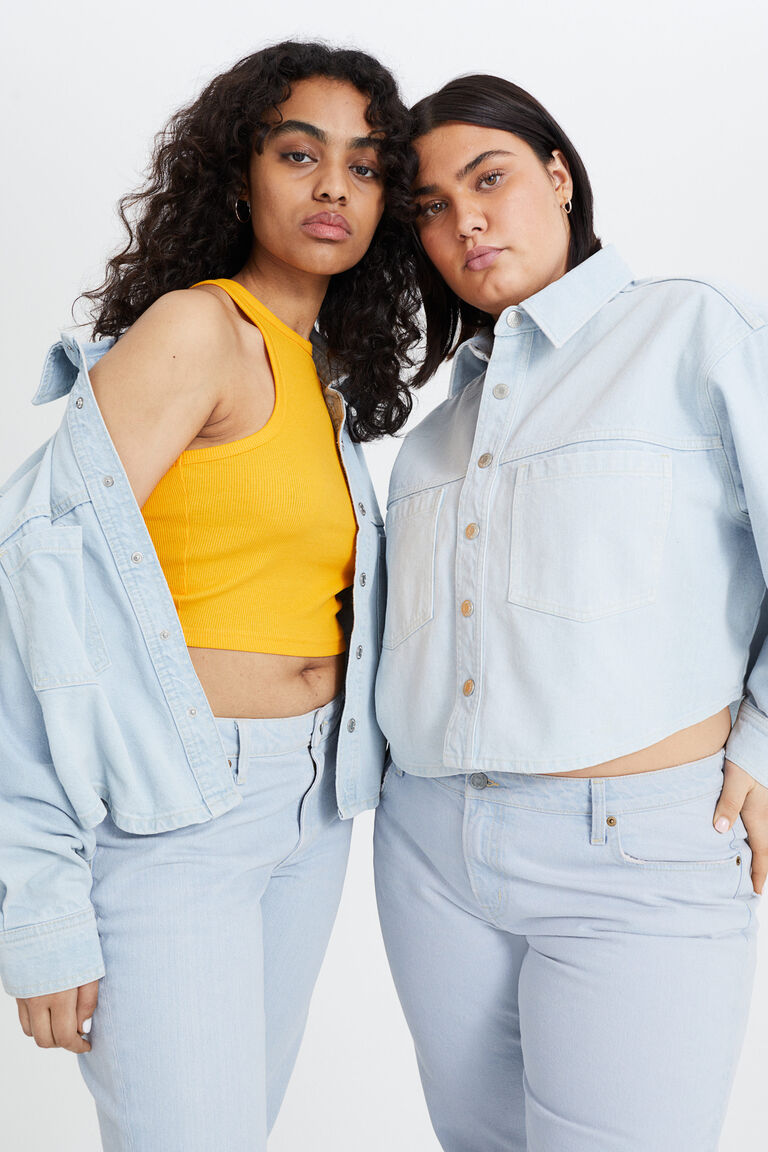 Cropped denim overshirt