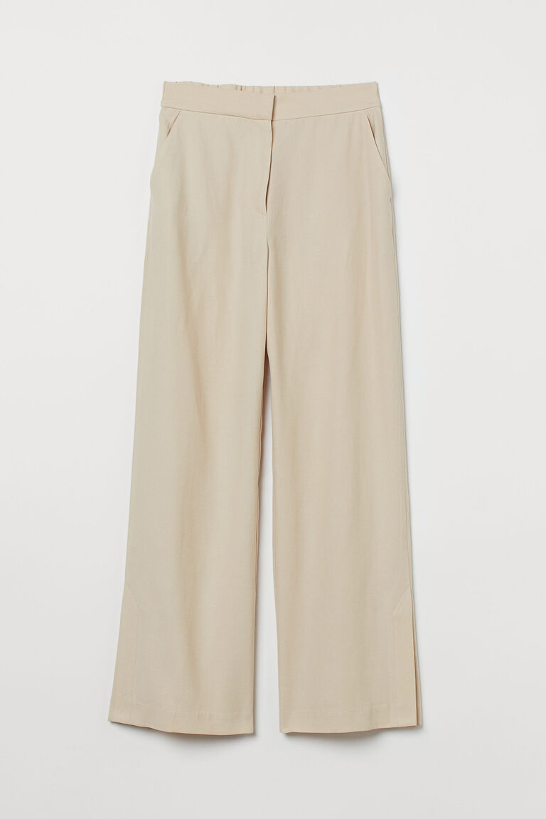 Wide side-slit trousers