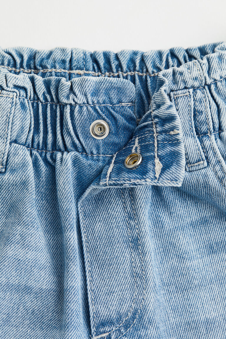 Denim paper bag shorts