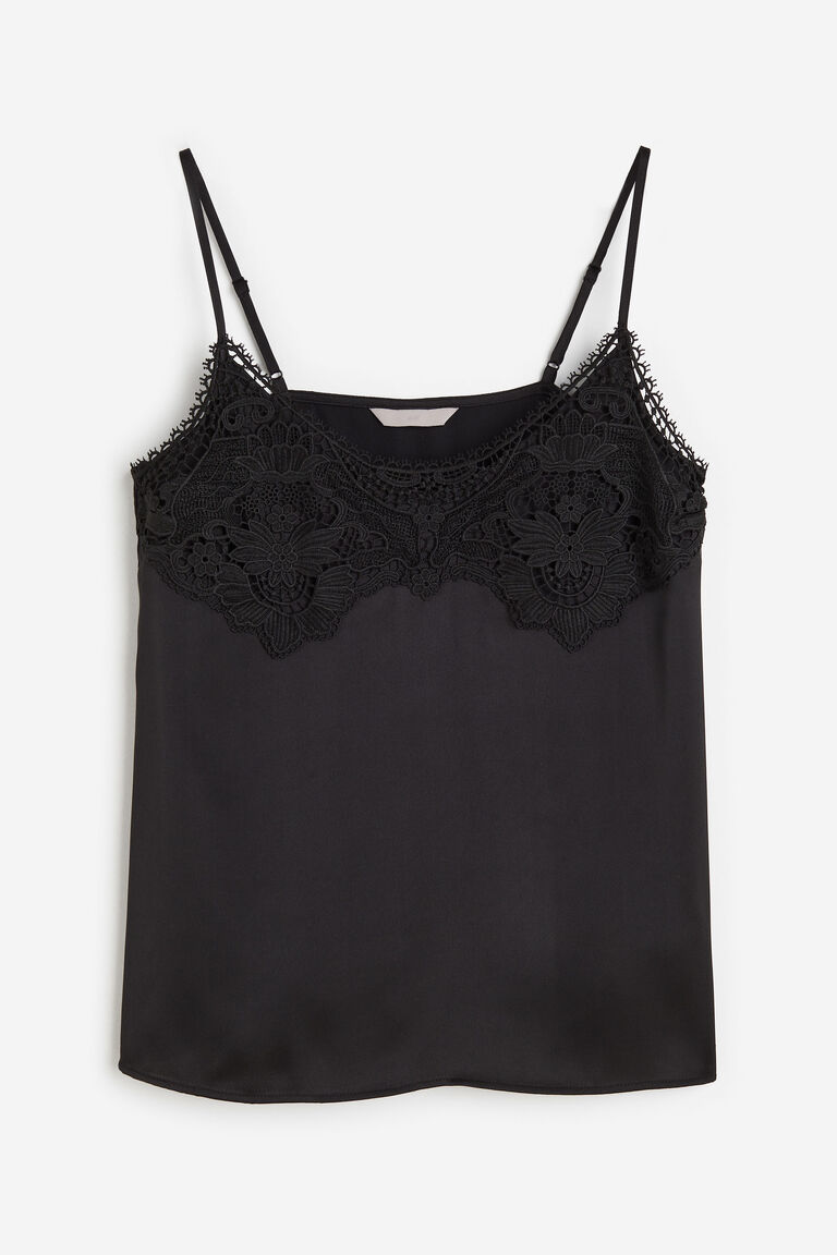 Lace-trimmed cami top