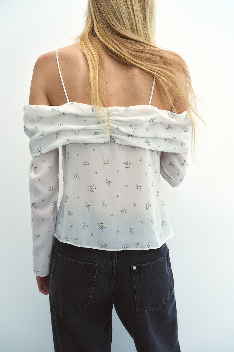 Off-the-shoulder chiffon top