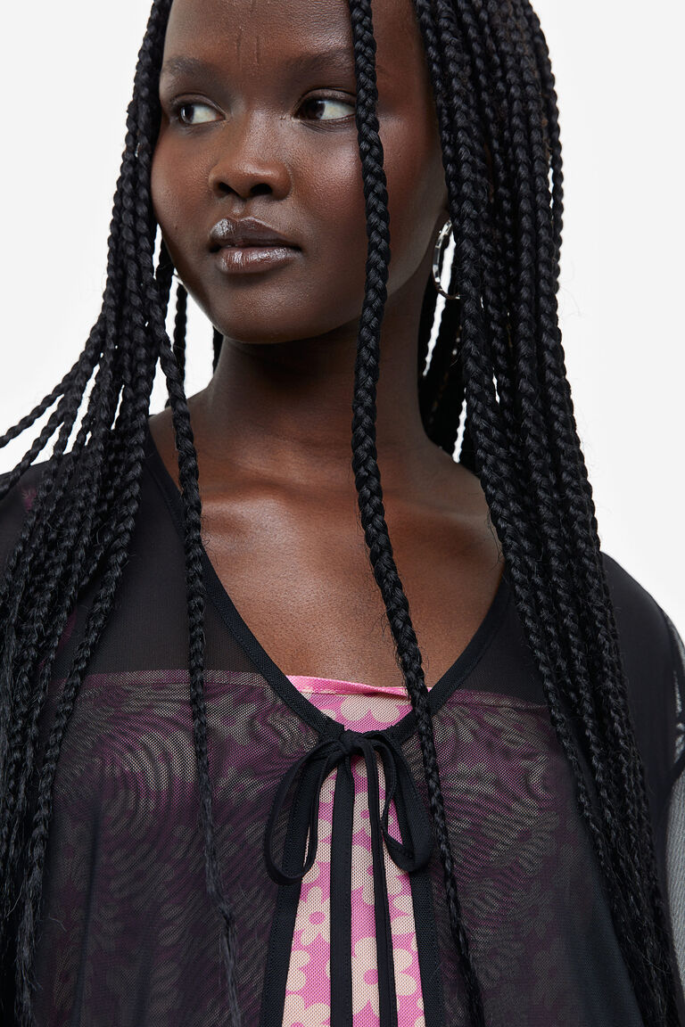 Tie-detail mesh tunic