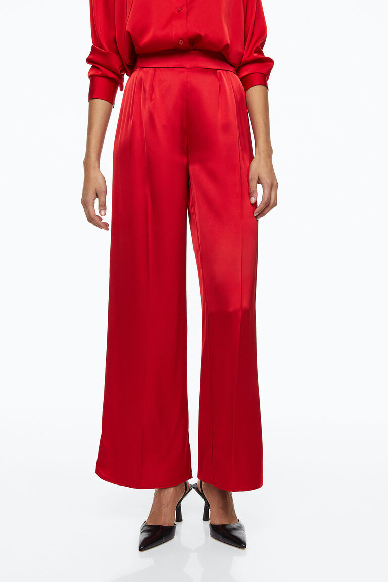 Wide satin trousers