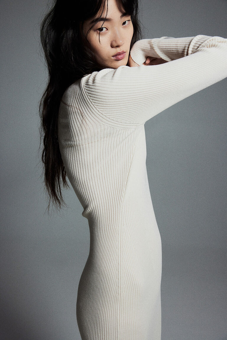 Rib-knit bodycon dress