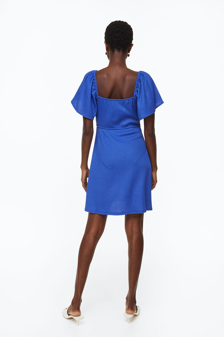 Crinkled drawstring-detail dress