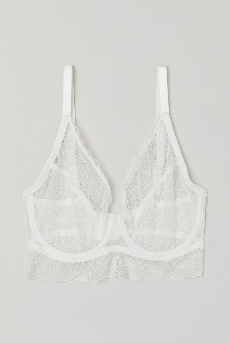 Non-padded underwired lace bra
