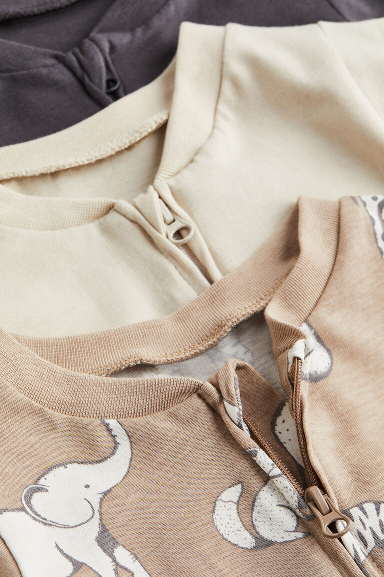 3-pack zip-up pyjamas