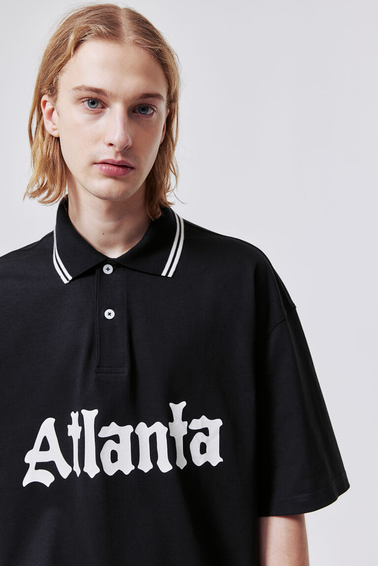 Oversized Fit Motif-detail polo shirt
