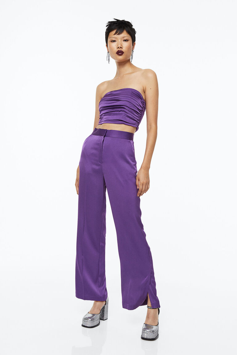 Pleated cropped bandeau top