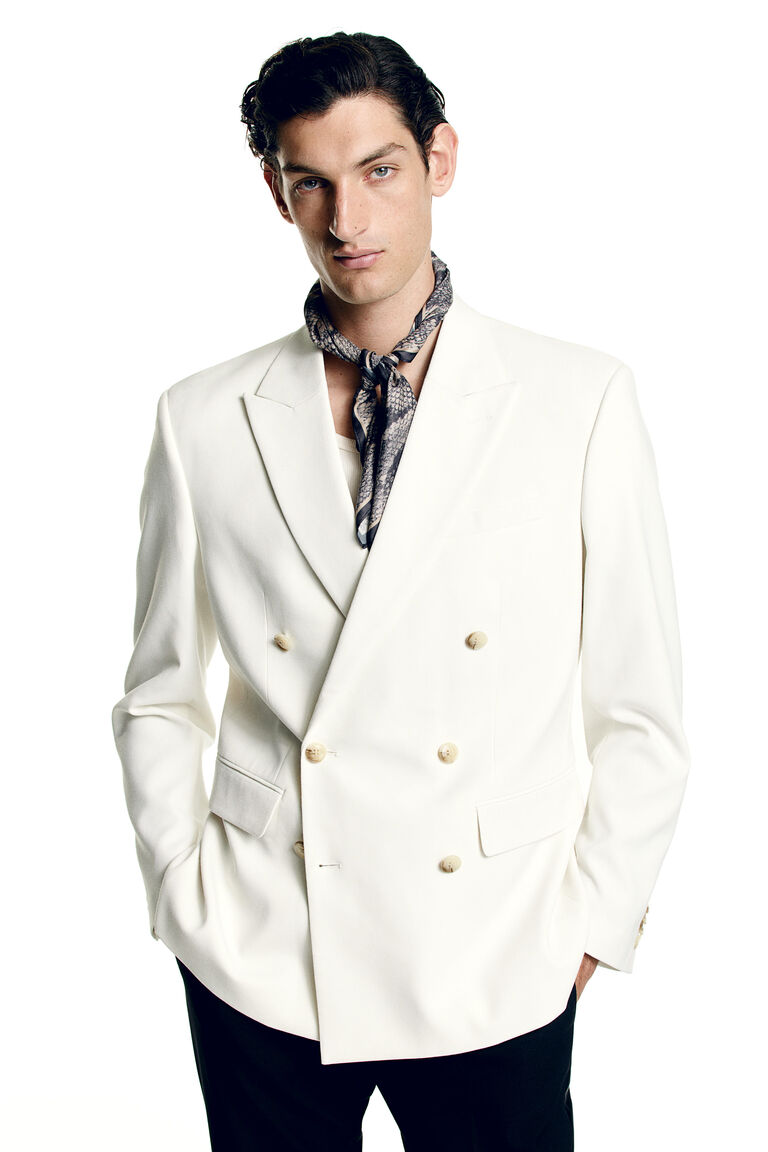Regular Fit Double-breasted lyocell jacket