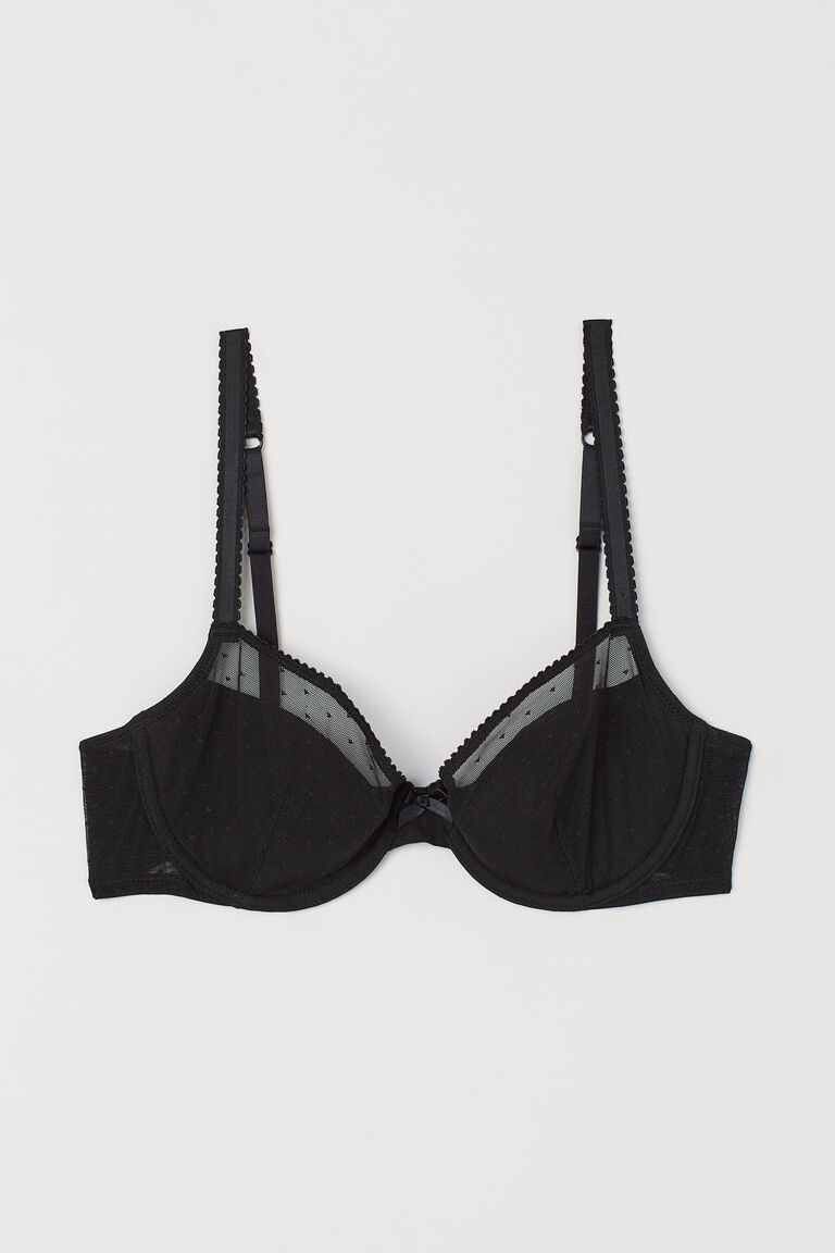 Padded underwired mesh bra