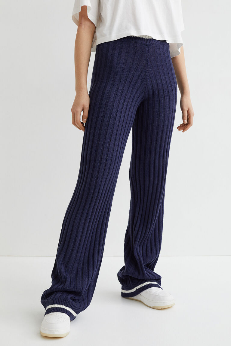 Rib-knit trousers