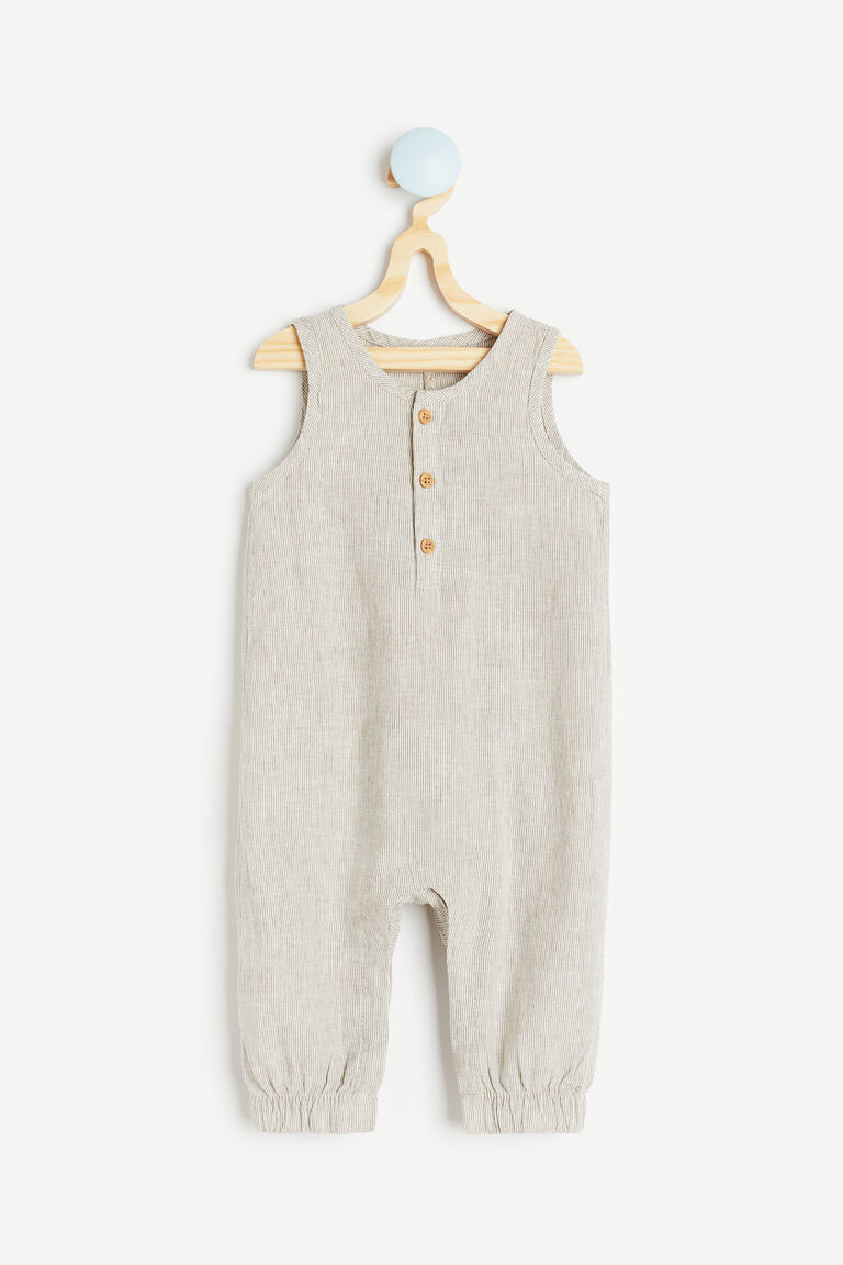 Linen-blend romper suit