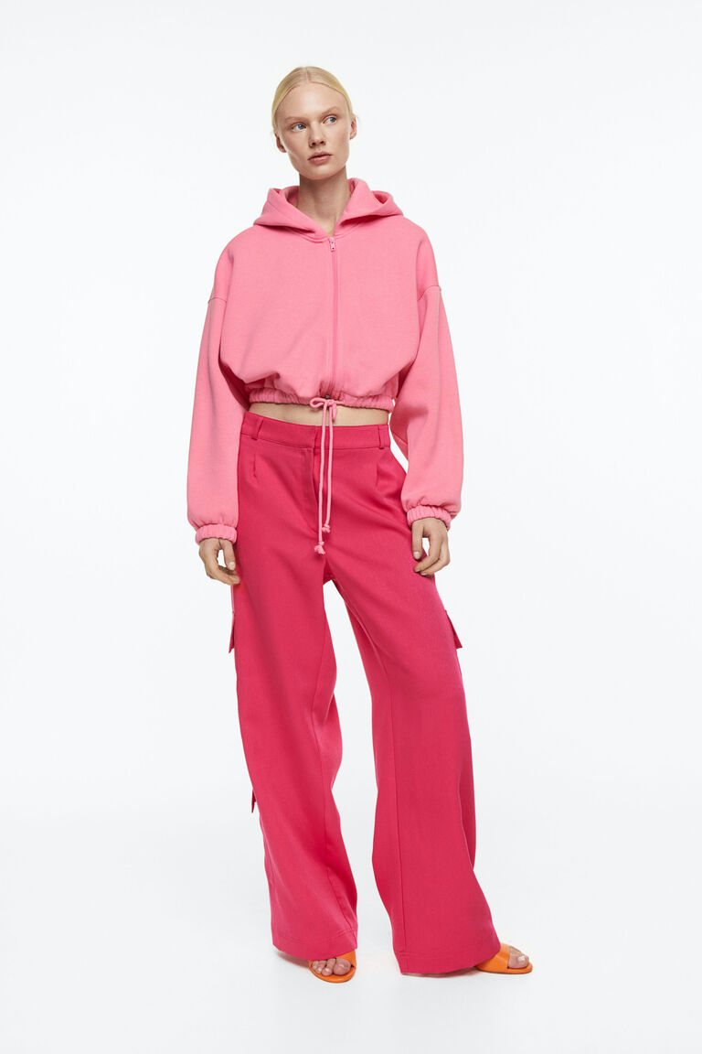 Drawstring zip-through hoodie