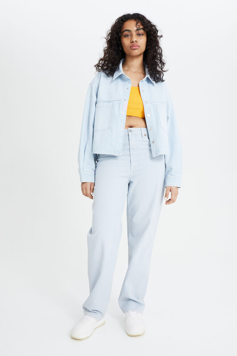 Cropped denim overshirt
