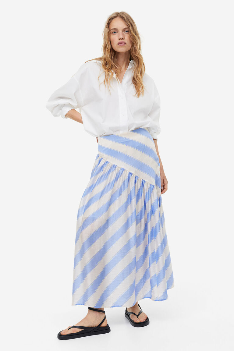 Draped lyocell-blend skirt