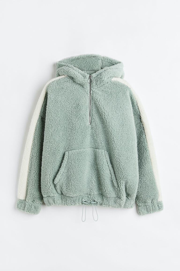 Oversized teddy zip-top hoodie