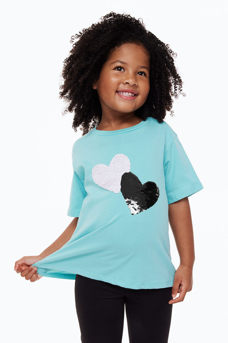 Reversible sequin-motif T-shirt