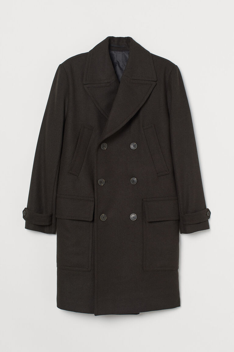 Double-breasted wool-mix coat