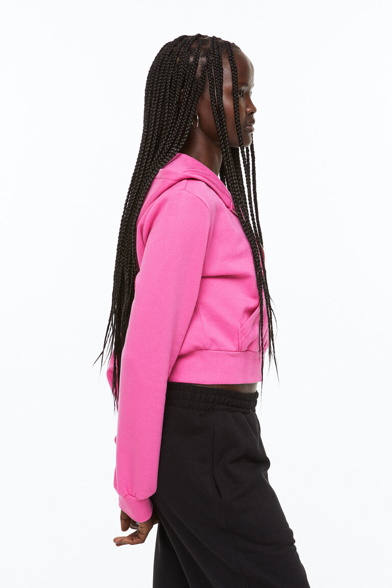 Cropped zip-through hoodie