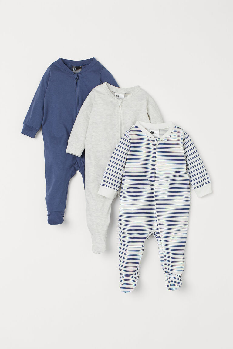 3-pack zip-up pyjamas