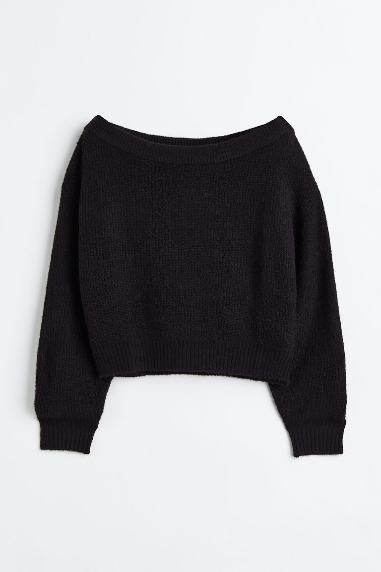 Off-the-shoulder rib-knit jumper