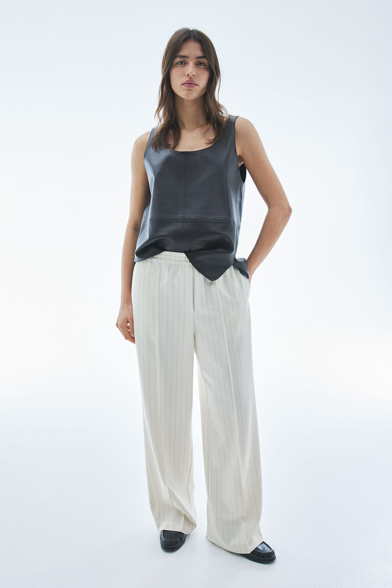 Wide crease-detail trousers