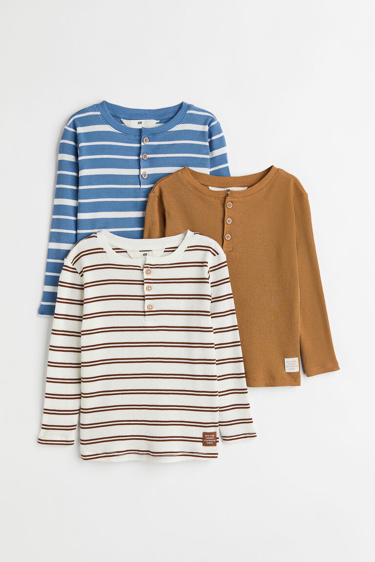 3-pack cotton Henley tops