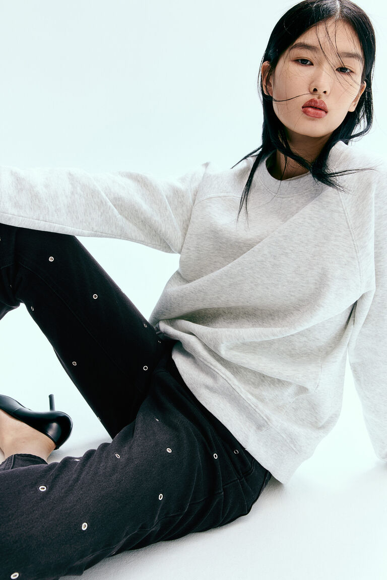 Eyelet-detail straight jeans
