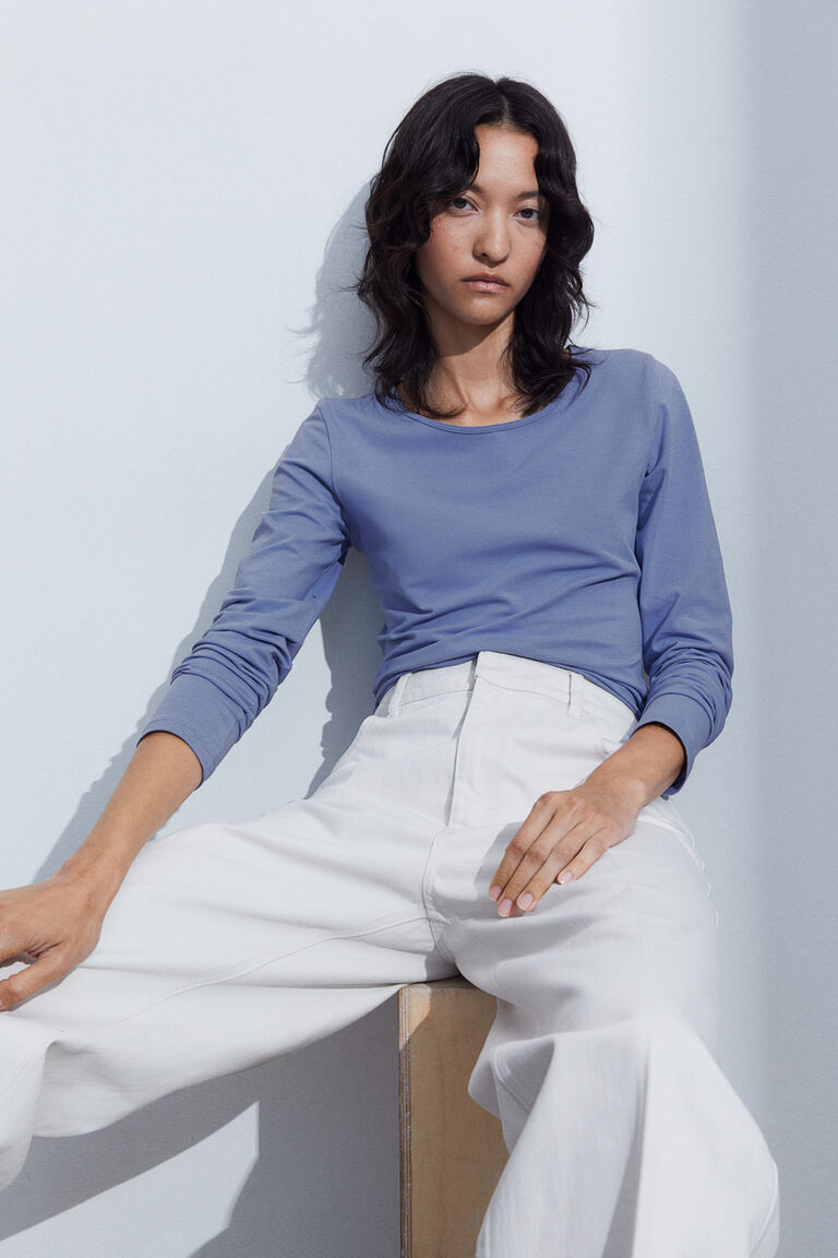 Long-sleeved jersey top