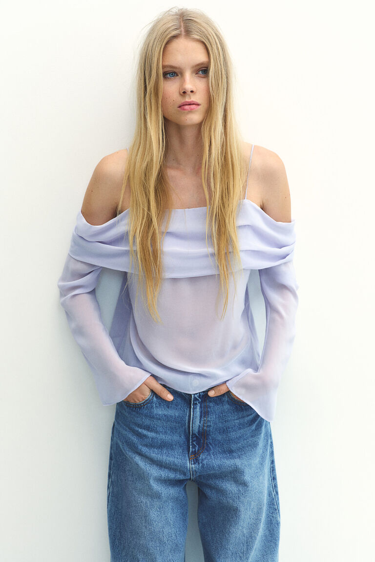 Off-the-shoulder chiffon top