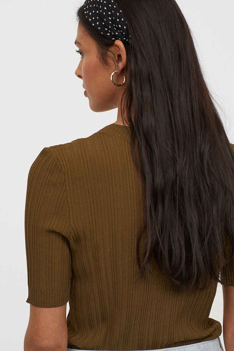 Ribbed viscose-blend top