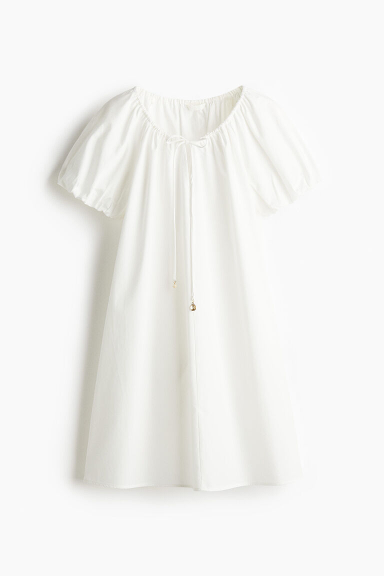 Drawstring-neck dress