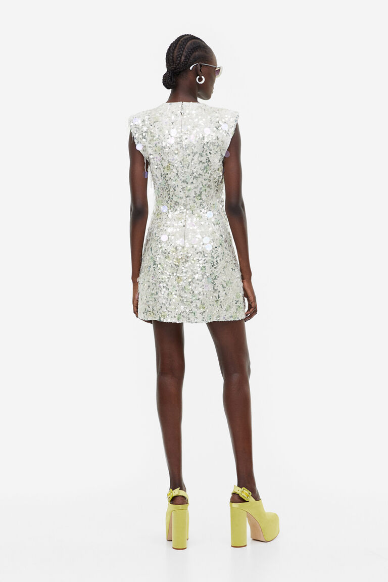 Sequined linen-blend mini dress