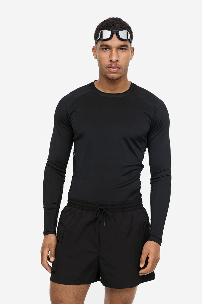 Leg-pocket swim shorts