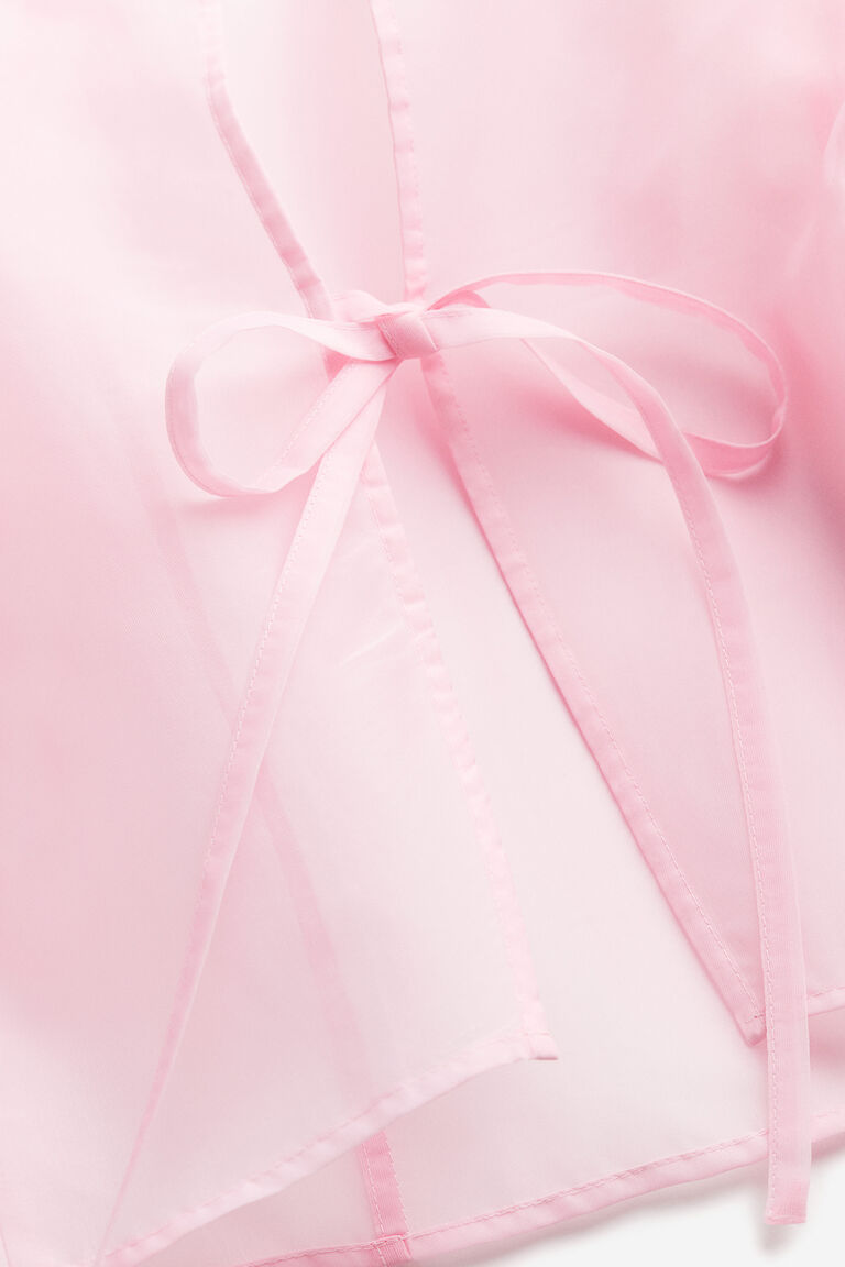 Puff-sleeved organza top