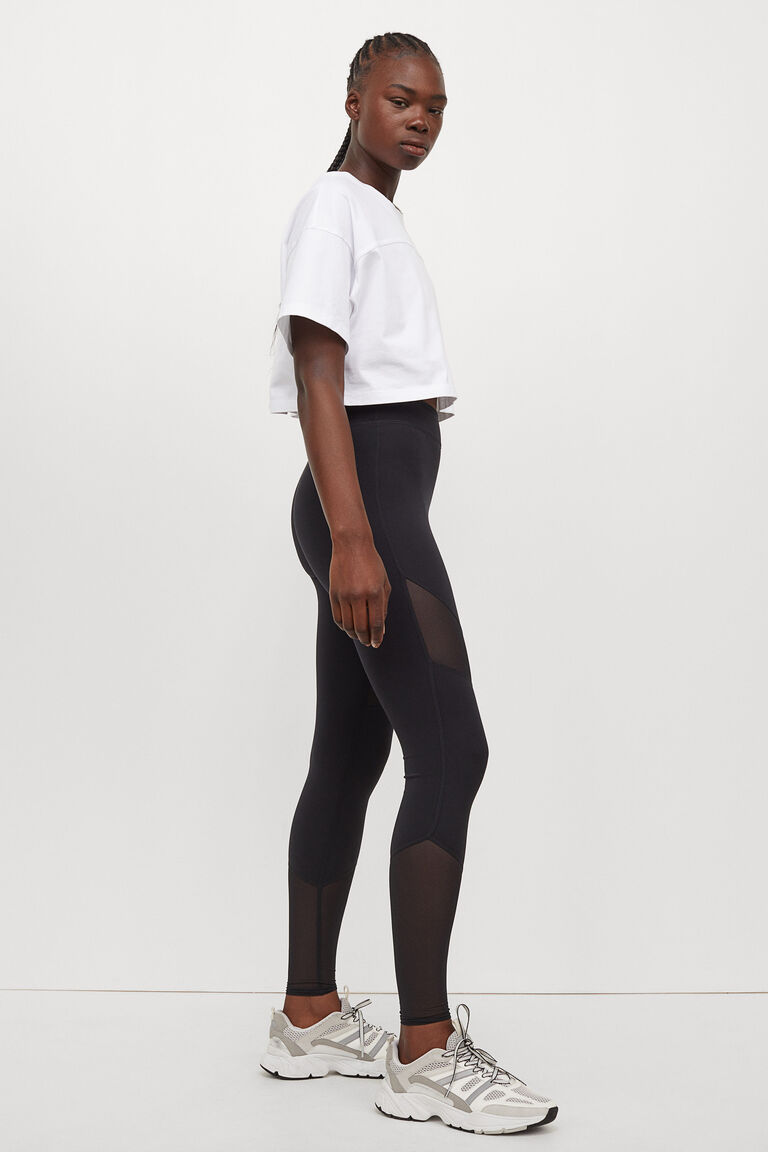Mesh-detail sports tights