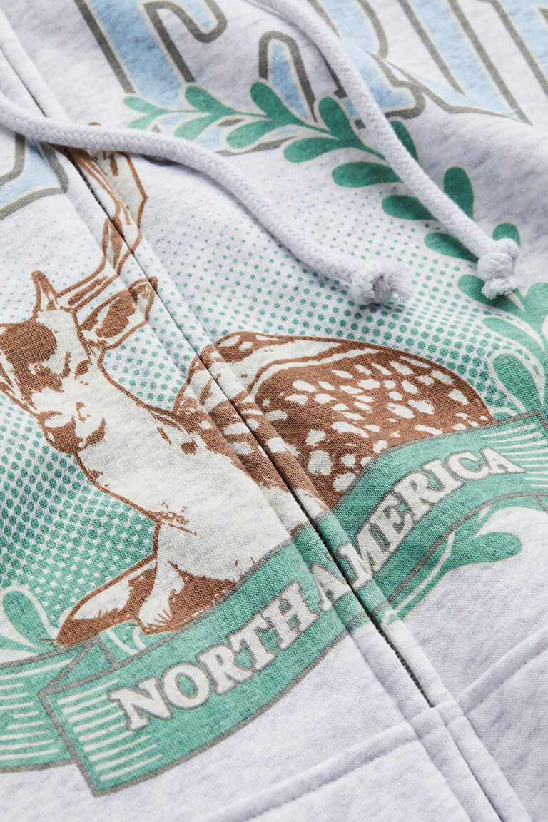 Oversized printed zip-through hoodie