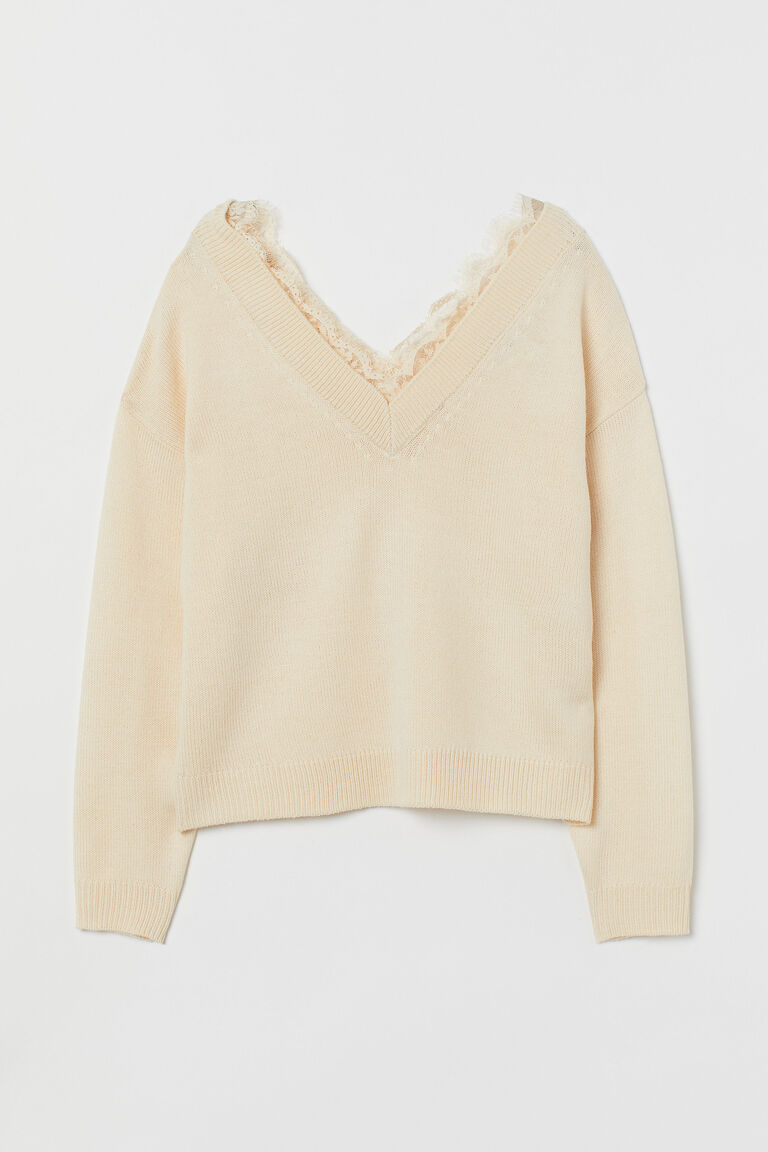 Lace-trimmed jumper