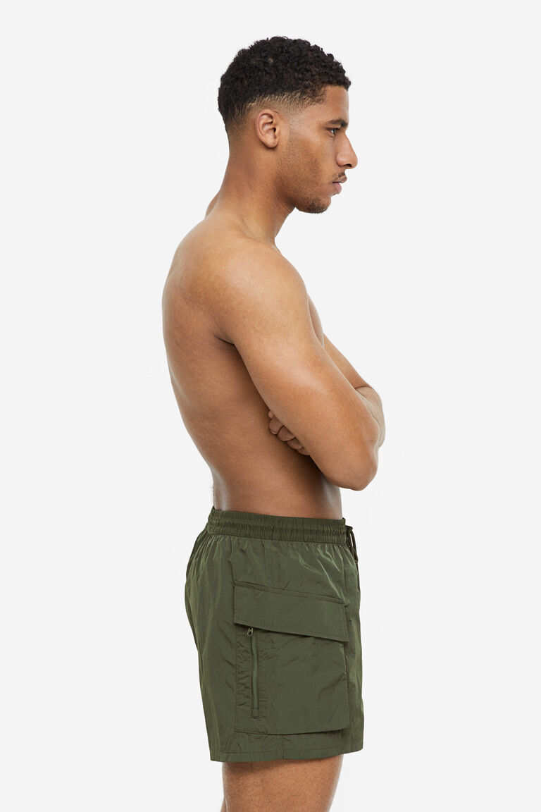 Leg-pocket swim shorts