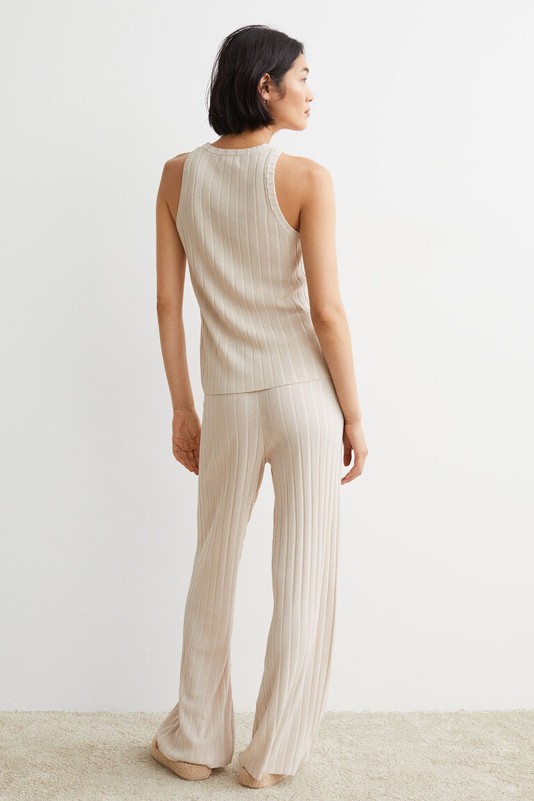 Rib-knit trousers