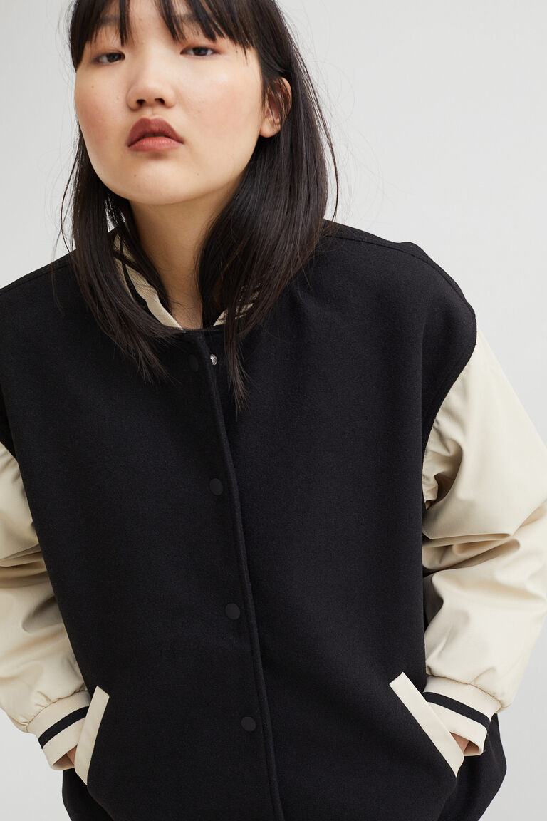 Block-coloured baseball jacket