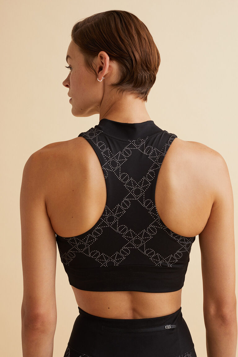 Monogram-print sports bra