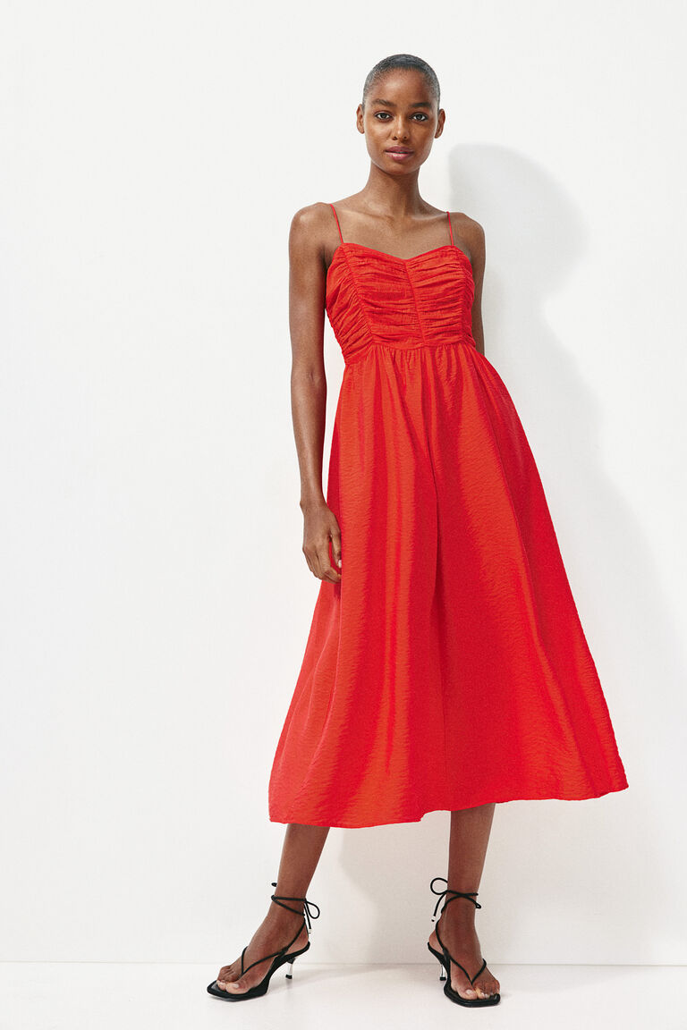 Gathered-bodice dress